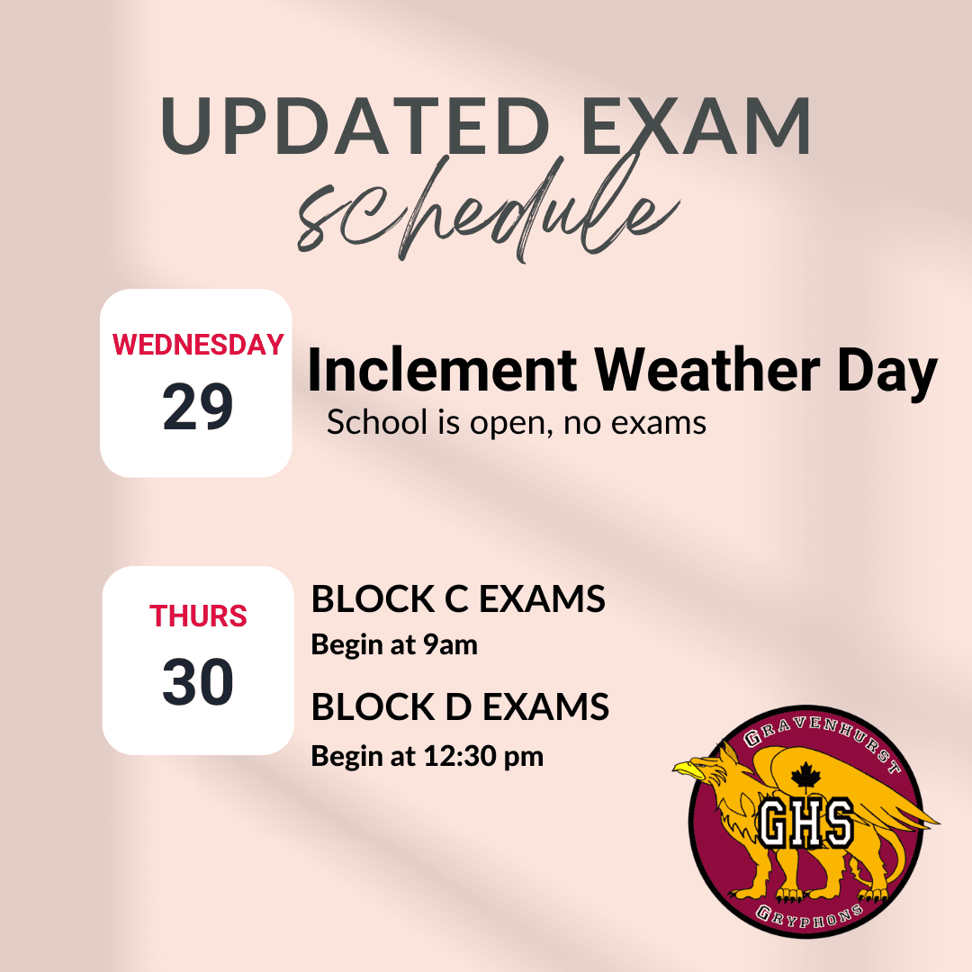 Updated Exam Schedule – Gravenhurst High School